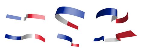 휴일 리본 세트입니다 바람에 흔들리는 프랑스의 국기 하부 및 상층으로 분리 디자인 요소입니다 흰색 배경의 벡터 기에 대한 스톡 벡터 아트 및 기타 이미지 Istock