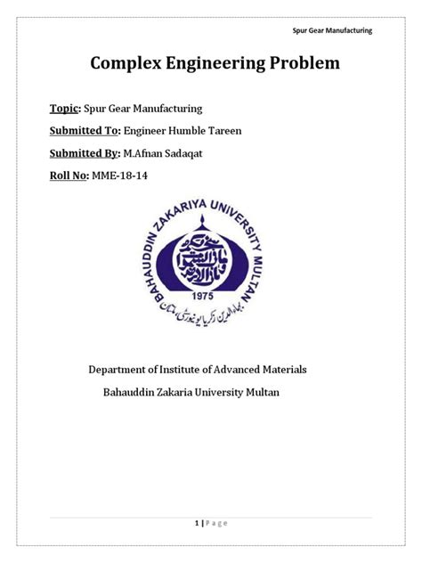 Complex Engineering Problem Pdf Gear Heat Treating