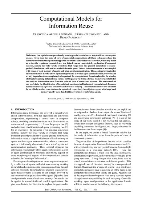 Pdf Computational Models For Information Reuse
