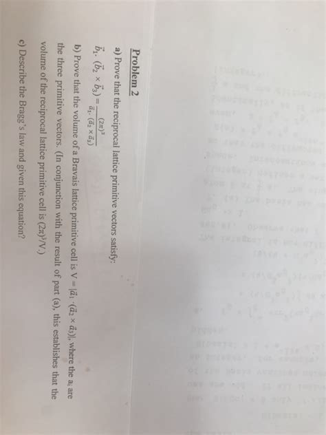 Solved Problem 2 A Prove That The Reciprocal Lattice