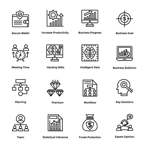 Project Management Line Icons 28218259 Vector Art At Vecteezy