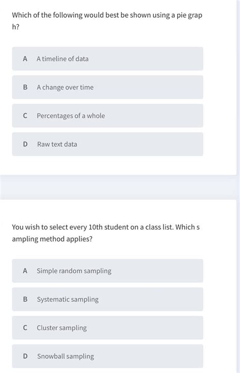 Nalutas Which Of The Following Would Best Be Shown Using A Pie Grap H