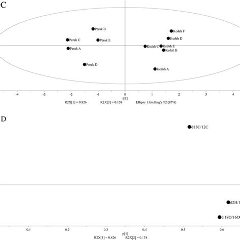 A Score Plot For Pca Overview B Loading Plot For Pca Overview C