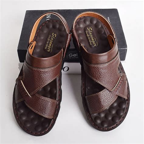 남성 여름 가죽 샌들 사무실 슬리퍼 2color 온채널