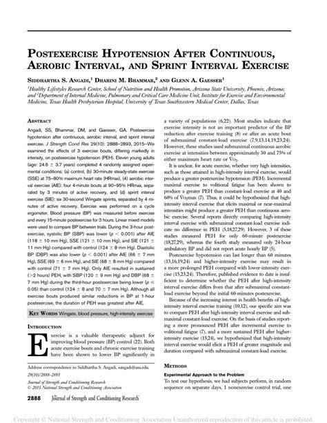 Pdf Postexercise Hypotension After Continuous Aerobic Interval And Sprint Interval Exercise