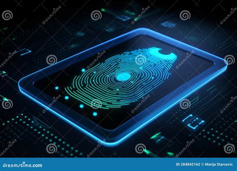 Fingerprint Integrated In A Printed Circuit Releasing Binary Codes Biometric Security Stock