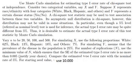 Use Monte Carlo Simulation For Estimating Type I