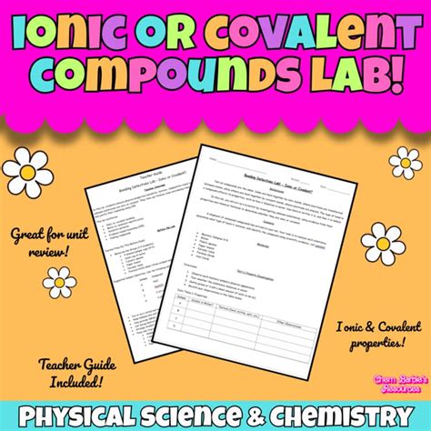 Bonding Detectives Lab Ionic Vs Covalent Bond Investigationcer