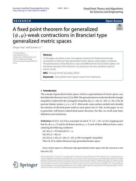 Pdf A Fixed Point Theorem For Generalized ψφ Weak Contractions In