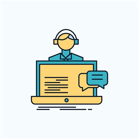 Support Chat Customer Service Help Flat Icon Green And Yellow Sign And Symbols For Website