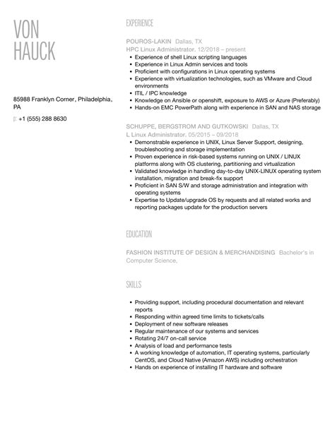 Linux Administrator Resume Samples Velvet Jobs