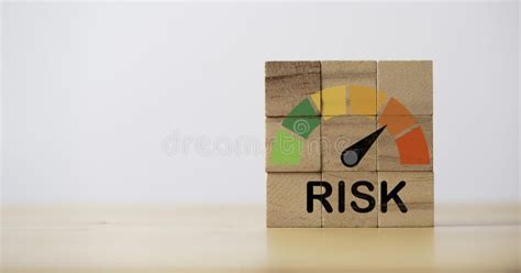 Risk Level Indicator Rating Print Screen Wooden Cube Block Since Low To High On Blue Background