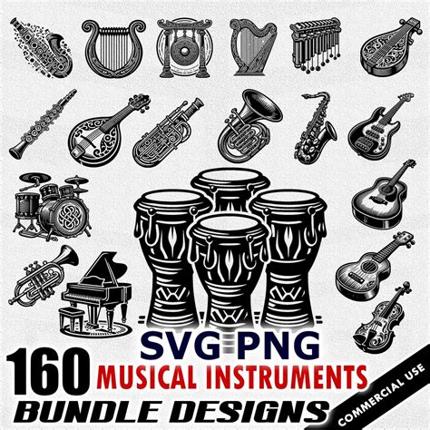 Musical Instruments Svg Bundle Music Notes Clipart Digital Download