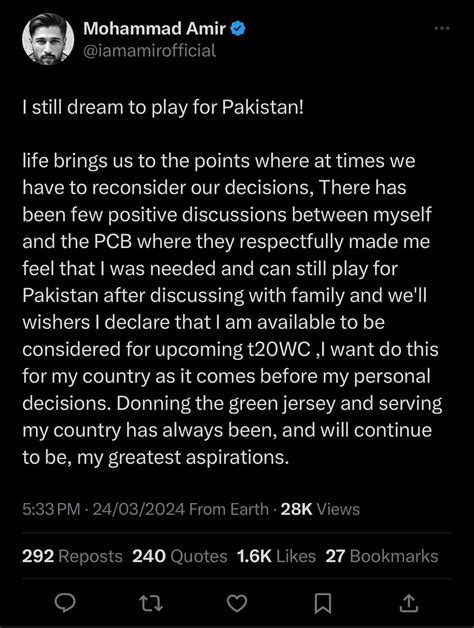 Mohammad Amir Retracts Retirement To Play In 2024 T20 World Cup
