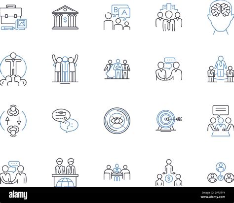 Strategic Collaboration Line Icons Collection Synergy Cohesion