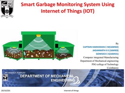 Smart Garbage Monitoring System Using Internet Of Things Pptx
