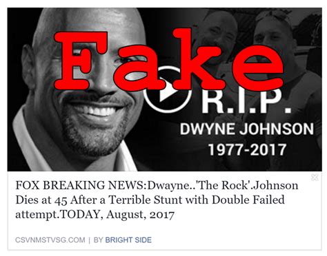 Fake News Dwayne The Rock Johnson Did Not Die After Failed Stunt With Double Lead Stories