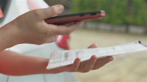 Receipt App For Scanning Tracking And Managing Bill Woman Scan QR Code With Mobile App