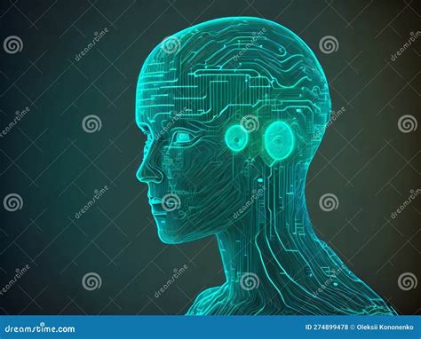 Artificial Intelligence Human Head Outline With Circuit Board Inside Technology And