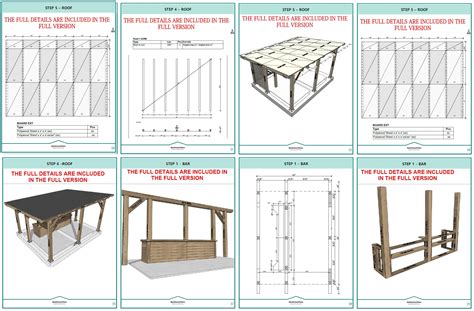 16x20 Backyard Bar Pavilion Pergola Shade Structure Plans Diy