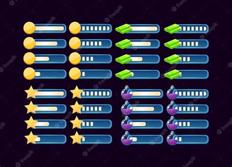 Premium Vector Set Of Gui Fantasy Progress Bar For Game Ui Asset Elements