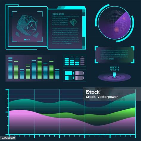 미래의 인터페이스 공간 모션 그래픽 Infographic 게임과 Ui Ux 요소 Hud 디자인 그래프 파 홀로그램 벡터 일러스트
