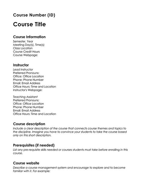 35 Free Course Syllabus Templates Editable Word Pdf