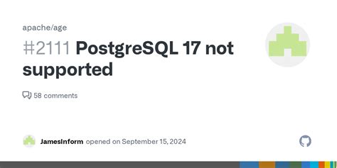 Postgresql 17 Not Supported · Issue 2111 · Apacheage · Github