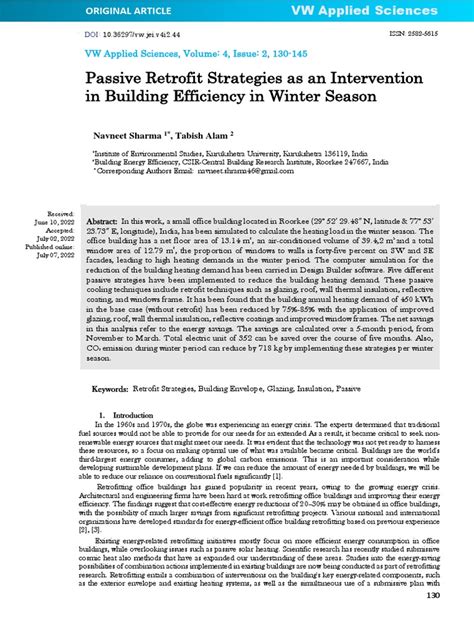 Passive Retrofit Strategies As An Intervention In Building Efficiency In Winter Season 1 1 Pdf