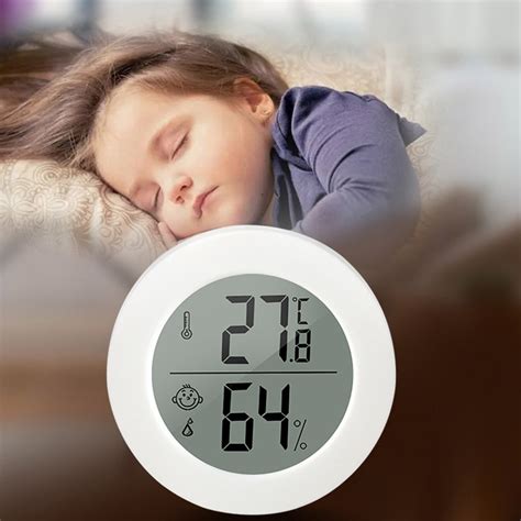 Hzlxw Mini Thermometer Hygrometer Round Indoor Lcd Room Thermometer