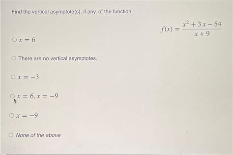 Solved Find The Vertical Asymptotes ﻿if Any Of The