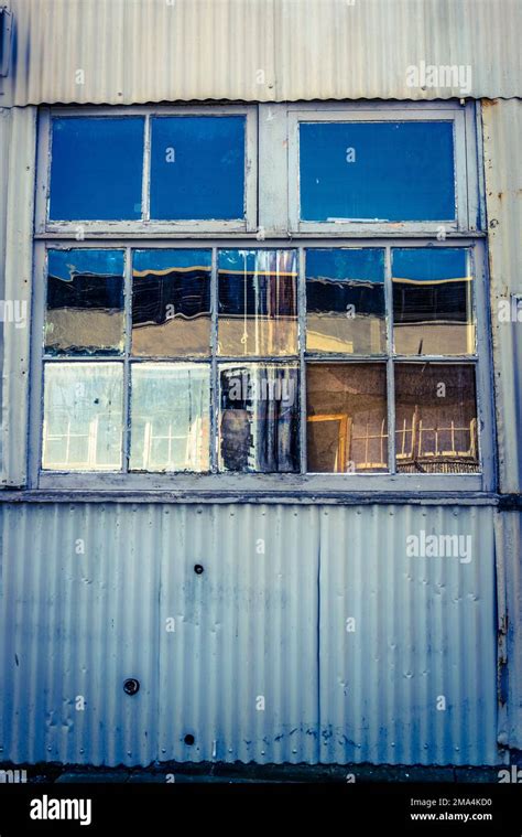 Abandoned Industrial Building With Corrugated Metal Cladding Sydney NSW Australia Stock Photo