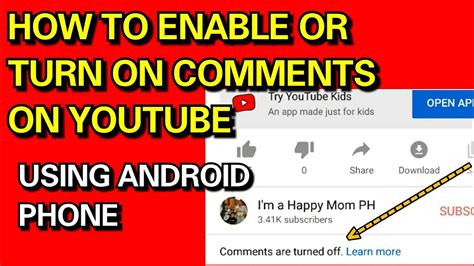 HOW TO ENABLE OR TURN ON COMMENTS ON YOUTUBE USING ANDROID PHONE I M A Happy Mom PH YouTube