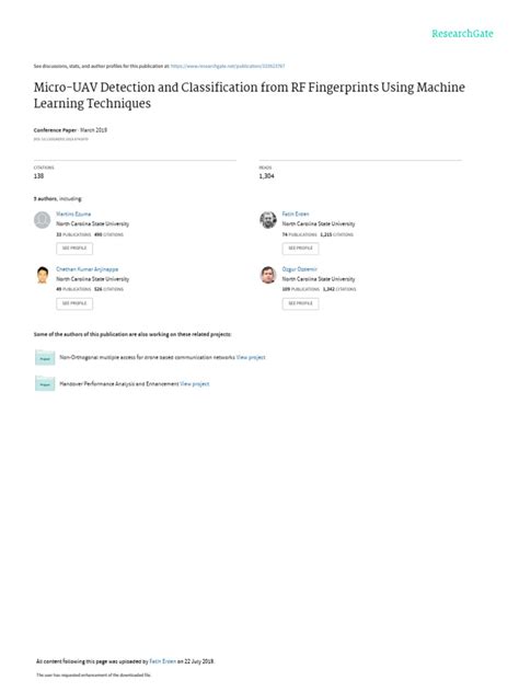 Micro Uav Detection And Classification From Rf Fingerprints Using Machine Learning Techniques