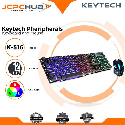 Keytech K516 Backlit LED RGB Gaming Keyboard Mouse Combo Computers Tech Parts Accessories