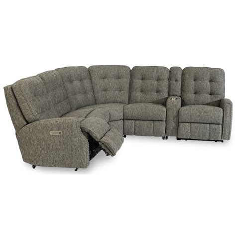Flexsteel Devon 6 Piece Power Reclining Headrest Sectional With Usb