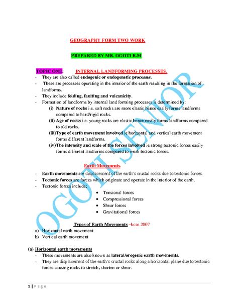 Geog Bk2 Ogoti Senior Notes For Cre Geography Form Two Work Prepared By Mr Ogoti R Topic