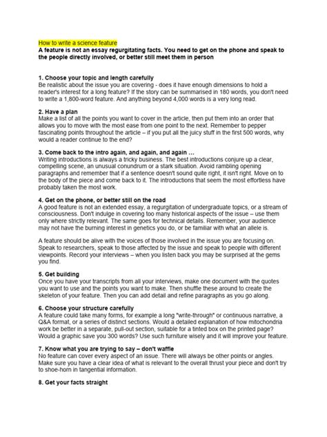 Science Writing Activity 1 How To Write A Science Feature Pdf
