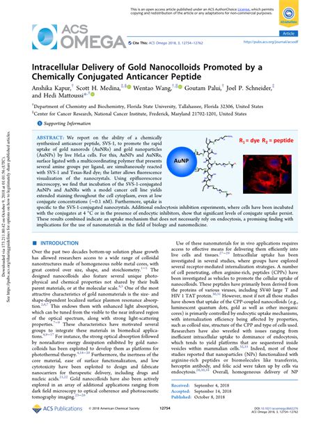 pdf intracellular delivery of gold nanocolloids promoted by a