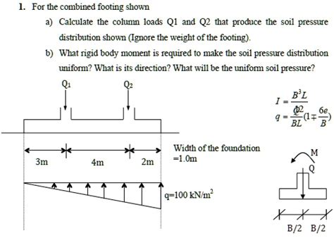 FOUNDATION ENGINEERING FIRST QUESTION For The Combined Footing Shown Calculate The Column Loads