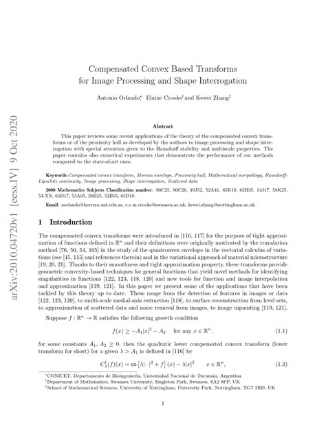 Pdf Compensated Convex Based Transforms For Image Processing And