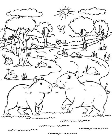 Página Para Colorear De Capibara Para Niños Para Colorear Imprimir E