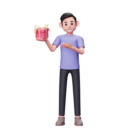 Free 3d Character Illustration Casual Man Showing A Small Valentine T He Is Holding With His