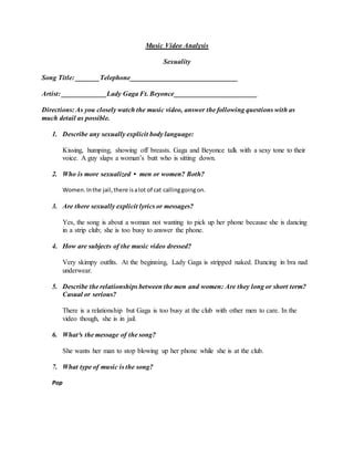 Video Analysis Worksheet DOCX