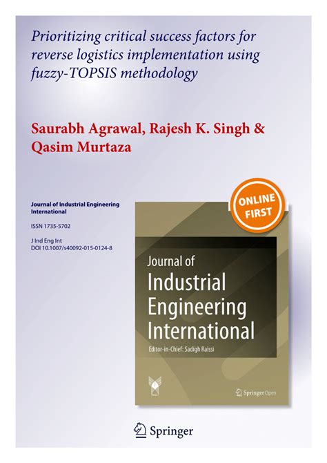 Pdf Prioritizing Critical Success Factors For Reverse Logistics Implementation Using Fuzzy