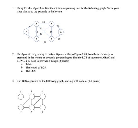 Solved 1 Using Kruskal Algorithm Find The Minimum Spanning