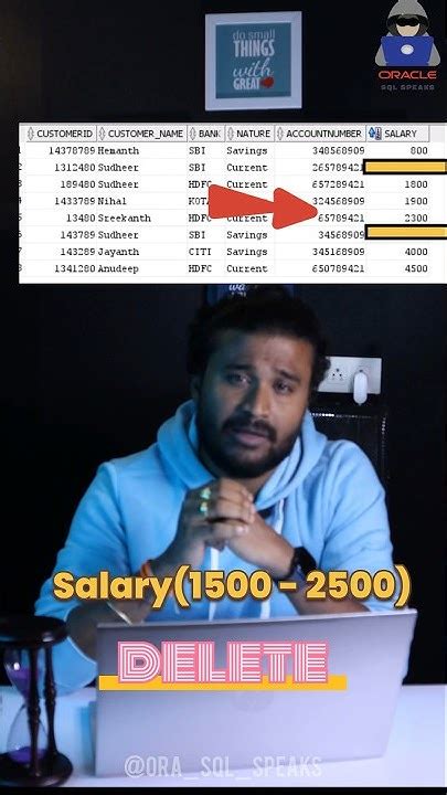 Delete Records Based On Specific Range👨🏻‍💻 Shorts Coding Oraclesql Fact Oracle Interview
