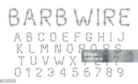 윤곽선 스타일의 Barb Wire에서 글꼴을 사용합니다 라틴 문자와 숫자 철조망에 대한 스톡 벡터 아트 및 기타 이미지 철조망 컴퓨터 글자 알파벳 Istock