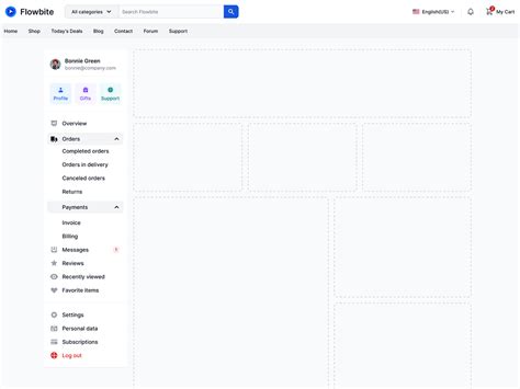 Shell Layout For E Commerce With Sidebar By Flowbite On Dribbble