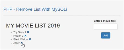 Remove List In Php With Mysqli Campcodes